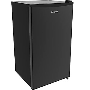 Honeywell Compact Refrigerator 3.3 Cu Ft Mini Fridge with Freezer, Single Door, Low noise, Removable Shelves, for Bedroom, Office, Dorm with Adjustable Temperature Settings, Black