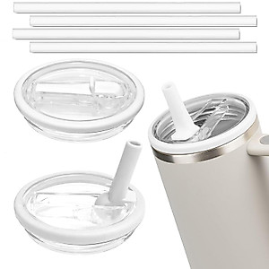 40 OZ Tumbler Flip Straw Lid Replacement Fit for Stanley Tumbler, Spill Proof and Leak Proof, 2 PCS Tumbler Lids Fit for Stanley Cup(White)