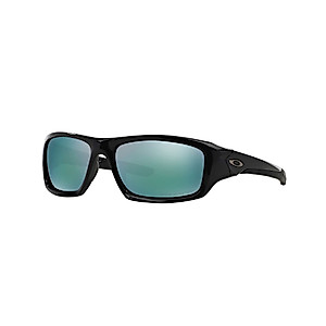 Oakley Men's OO9236 Valve Rectangular Sunglasses, Polished Black/Deep Blue Polarized, 60 mm