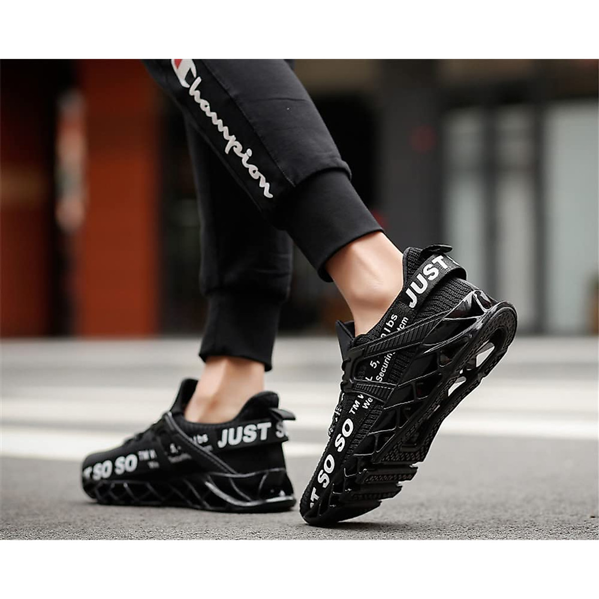 WONESION Mens Breathable Walking Tennis Running Shoes Blade Slip on Casual Fashion Sneakers