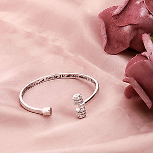 AKTAP Dumbbell Cuff Bracelet Fitness Jewelry Chance Made Us But Fun And Laughter Made Us Friends Best Friend BFF Gift Couples Jewelry (Dumbbell Cuff Set Bracelet)