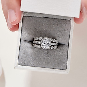 Newshe Jewellery Engagement Sets Wedding Rings For Women 925 Sterling Silver 3pcs White Cz Size 5.5