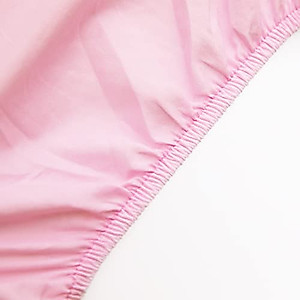 FLXXIE 4 Pieces Microfiber Toddler Bedding Set, Super Soft and Breathable Crib Sheet Set, Includes Quilted Comforter, Flat Top Sheet, Fitted Sheet, Envelope Pillow Case for Boys and Girls, Pink