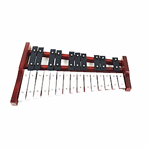 Professional Red Wooden Soprano Glockenspiel Xylophone with 25 Metal Keys for Adults & Kids - Includes 2 Plastic Beaters and Carry Case