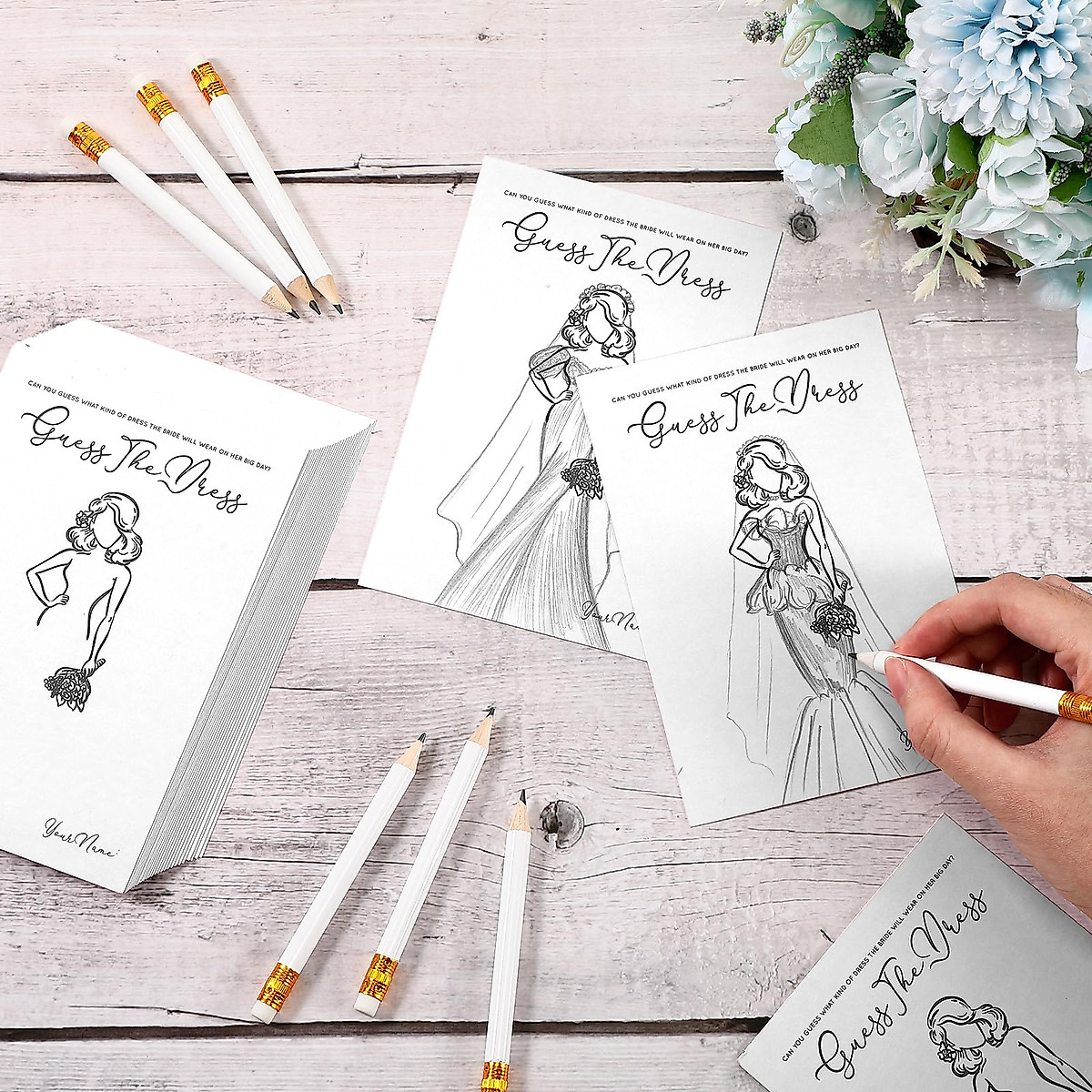 Fulmoon 30 Sets Guess the Dress Bridal Shower Games for Guests Include Wedding Shower Games Cards and Bridal Shower Pre Sharpened Pencils Fun Wedding Decorations Party Supplies Games Ideas