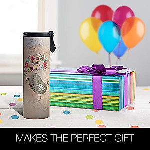 Tree-Free Greetings Good Morning Vacuum Insulated Travel Coffee Tumbler, 17 Ounce Stainless Steel Mug, Cute Inspirational Bird Lover Gift