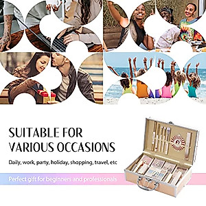 Makeup Kit for Teen Girls,Color Nymph Girls Makeup Kits For Teens With The Retro Style Train Case Included Eyeshadow Palette Blushes Bronzer Highlighter Lipstick Brushes Mirror