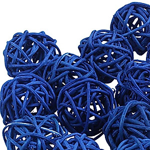 Andifany 12 pcs 3cm Rattan Wicker Ball for Garden, Wedding, Party Decoration （Royal Blue）