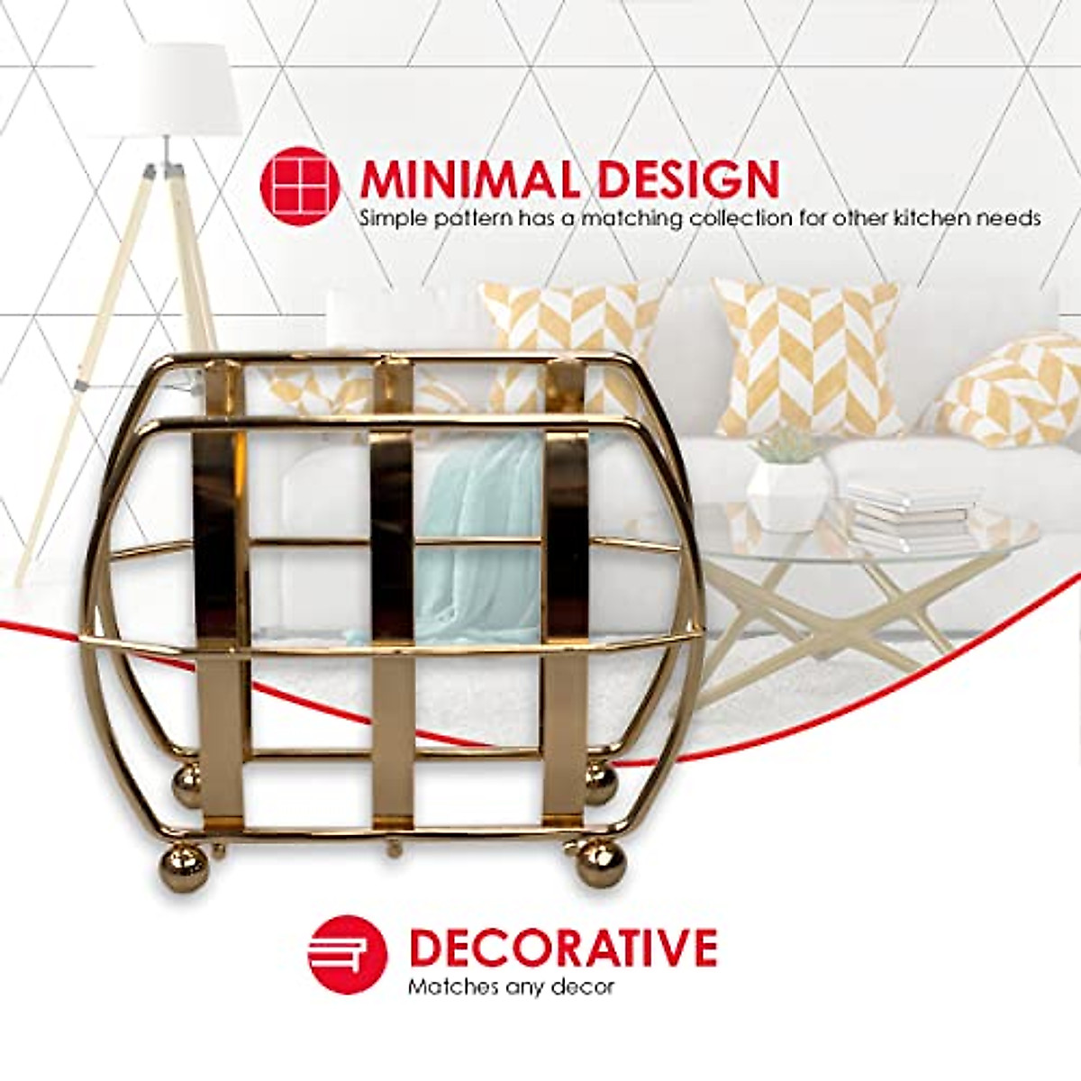 Home Basics Indoor Outdoor Lyon Napkin Holder for Kitchen Countertop | Dinner Table | Indoor & Outdoor Use | Storage and Organization, Rose Gold