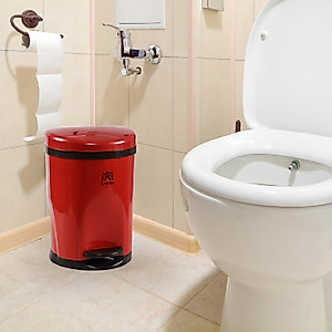 Readsky 2.6 Gallon Plastic Step-On Trash Can, Round Trash Can with Inner Bucket, Red