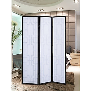 Roundhill Furniture Sudoku 3 Panel Room Divider Screen, Black