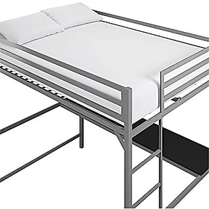 DHP Mabel Full Metal Loft Bed with Desk in Silver