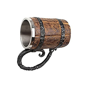 550ML Viking Beer Mug, Stainless, Whiskey Barrel Cup ,Viking wood style Beer mug ,Wooden Gift Antique Men's Barrel Capacity