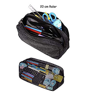 Pencil Case Large Capacity Pencil Bag Pouch with Durable Double Zipper by Only Warm for School office Heather Grey