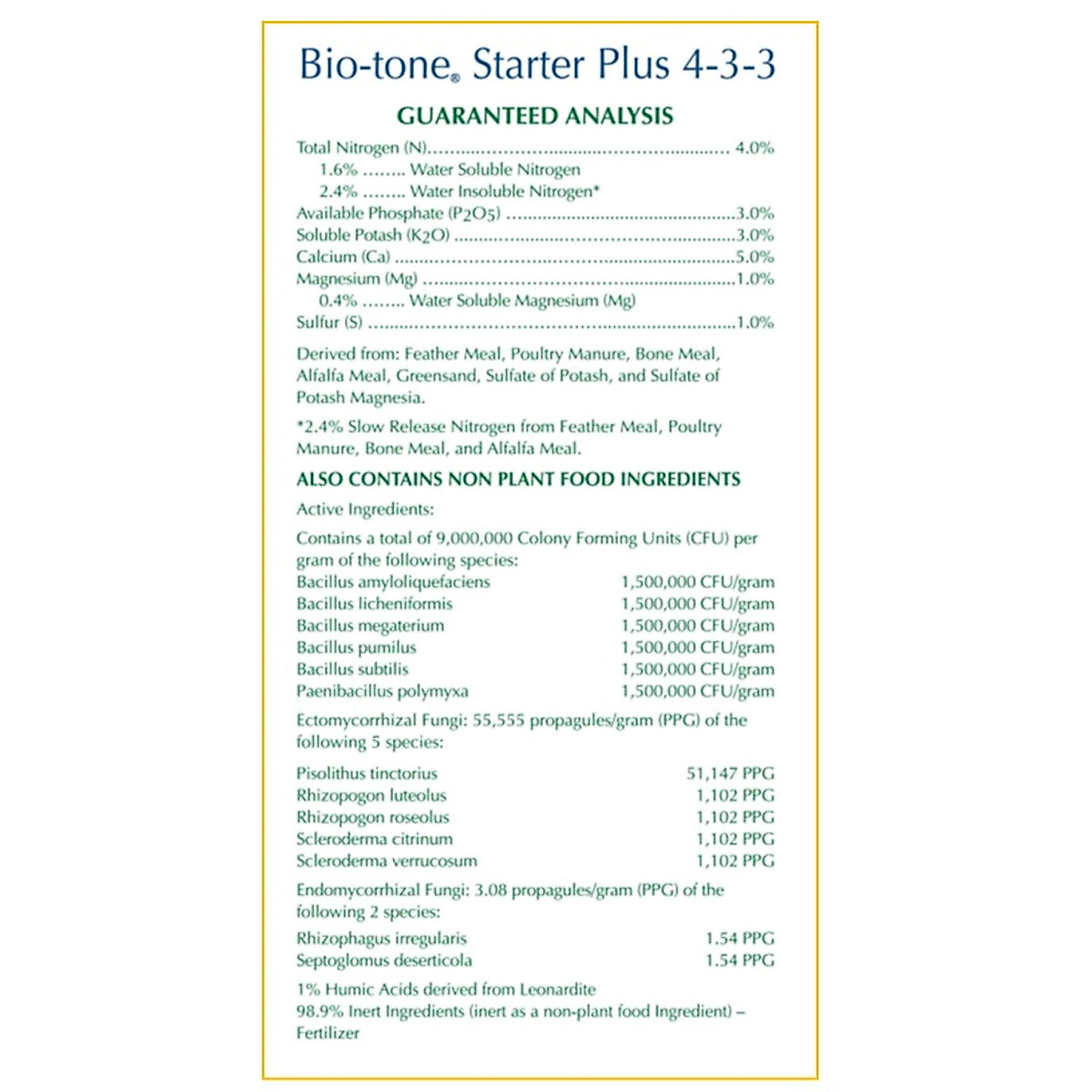 Espoma Organic Bio-Tone Starter Plus 4-3-3 Natural & Organic Starter Plant Food with Both Endo & Ecto Mycorrhizae; 18 lb. Bag; The Ultimate Starter Plant Food