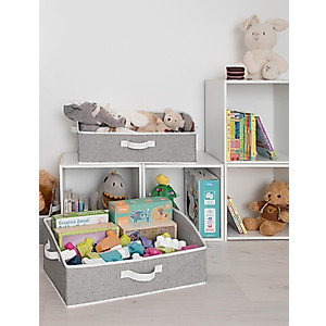 StorageWorks Closet Storage Bins, Trapezoid Organizer Box for Shelves, Fabric Clothes Bin, Foldable Organizing Baskets with Handles, Jumbo, Gray, 3-Pack