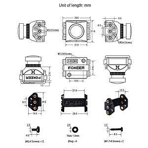 FPV Camera Foxeer Razer Mini 1/3 CMOS HD 5MP 2.1mm Lens 1200TVL 4:3 PAL/NTSC Switchable Support 4.5V-25V Input Voltage for FPV Quadcopter Racing Drone