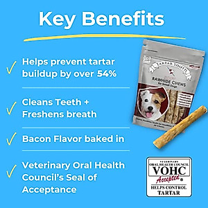 Tartar Shield Soft Rawhide Chews | Safe Dental Treats for Small Dogs | Vet VOHC Approved | Daily Bone Cleans Teeth & Gums Fresh Breath Oral Health Support | USA Made | (Small Dogs / 12 Count)