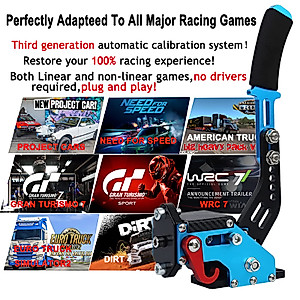 Obokidly Upgrade 2-IN-1 USB Handbrake Support G920 Compatible with XBOX ONE S/X + PC For Simracing Game Sim Rig With Stainless Steel Fixed Plate (Blue-3)