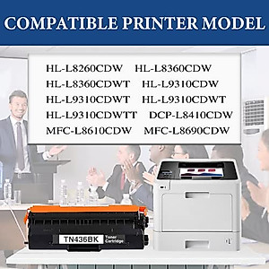 2 Pack TN-436BK Black High Yield Toner Cartridge Replacement for Brother TN-436BK Black HL-L8260CDW HL-L8360CDW HL-L8360CDWT HL-L9310CDW Printer.