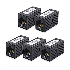 Cable Matters [UL Listed] 5-Pack 10Gbps Cat 6 Ethernet Coupler (RJ45 Coupler, Cat6 Coupler, Ethernet Extender Adapter) in Black, Compatible with Cat6A, Cat5e