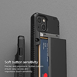 VRS DESIGN Damda Glide Pro Phone Case for iPhone 13, Sturdy Semi Auto Wallet [4 Cards] Case Compatible for iPhone 13 Case (2021) Black