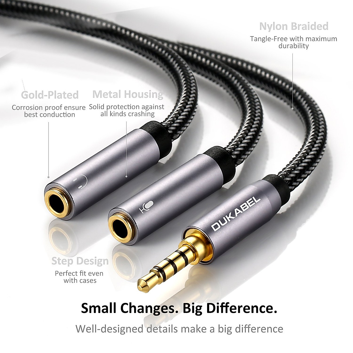 DUKABEL Headsets Splitter Adapter, 3.5mm Jack Separate Headphone & Mic Plug Adapter 3.5mm Combo Audio Adapter Cable for PS4 Gaming Headset PC Xbox One Laptop -