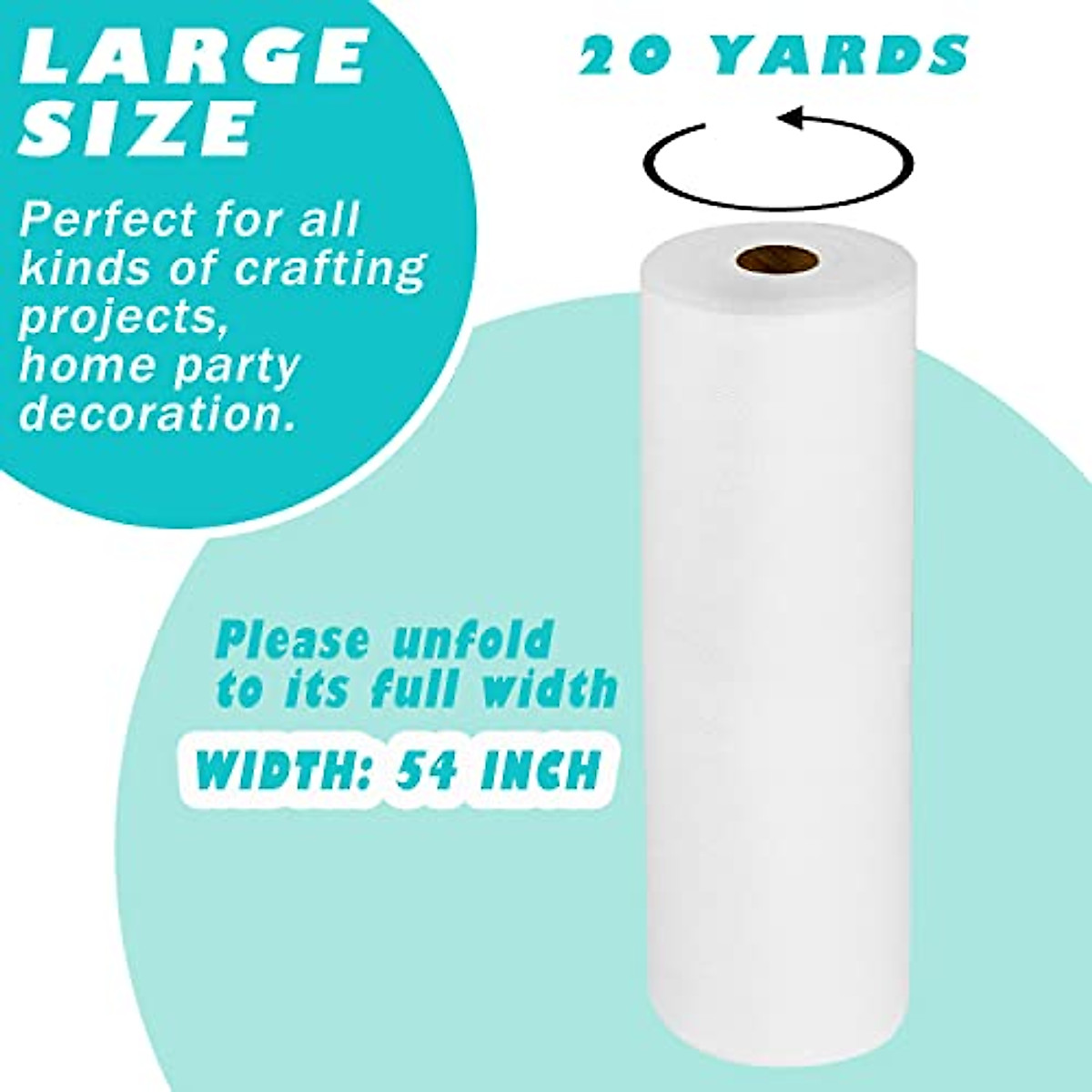 Tulle Fabric Rolls 54 inch by 20 Yards White Tulle Bolt for Wedding Decorations Party Baby Shower Table Skirt Tutu DIY Decor