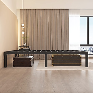 MAF 14 Inch King Metal Platform Bed Frame with Round Corner Legs, 3000 LBS Heavy Duty Steel Slats Support, Noise Free, No Box Spring Needed, Easy Assembly