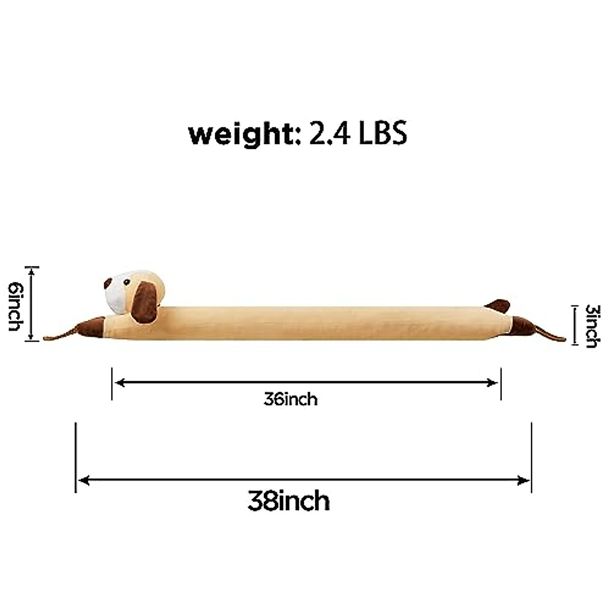 Sunolga 38" Weighted Door Draft Stopper Under Door Noise Air Stopper 2.4LB, Dog Shape Sound Proof Draft Guard for Doors and Windows