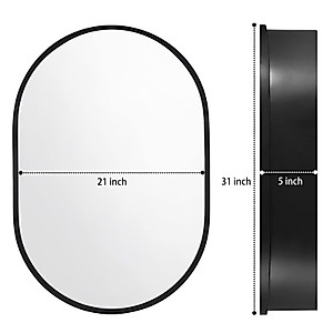 Movo 21 Inch x 31Inch Oval Medicine Cabinet Mirror Bathroom Wall Storage Cabinet Mirror Surface Mount Installation