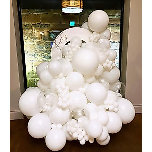 White Balloons Different Sizes Double Stuffed 18 12 10 5 Inch White Balloon Garland Arch Kit,Premium Latex Matte Balloons for Birthday Party Graduation Baby Shower Wedding Holiday Decoration
