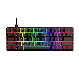 AG AC61M GK61 RGB Gaming Keyboard - 61 Keys Aluminum Case Two USB-C Ports PBT Keycap Hot Swappable Programmable for PC/Mac Gamer (Gateron Optical Blue, Black Color)