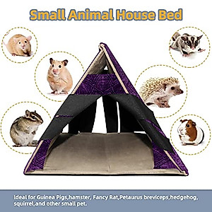 RATGDN Small Pet Hideout Purple Mandala Flowers Hamster House Guinea Pig Playhouse for Dwarf Rabbits Hedgehogs Chinchillas
