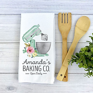 CANARY ROAD Custom Teal Mixer Dish Towel | Personalized Kitchen Towel | Housewarming Gift | Wedding Gift | Personalized Dish Towel | Hostess Gift | Couple Towel