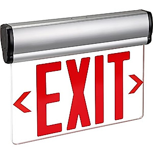 Garrini LED Emergency Exit Sign with Backup Battery UL Certified Wall Ceiling Mounting Acrylic Clear Replaceable Panel Removable Indicator Arrows, Fire Resistant GSEL-200SR