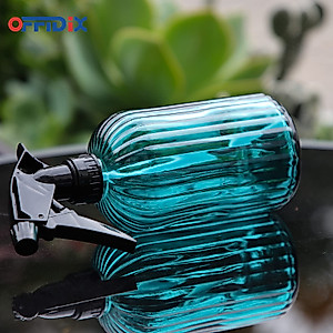 OFFIDIX Glass Spray Bottle, Plant Mister with Adjustable Nozzle 0.4L/13.5oz Pressure Watering Can Handheld Spray Bottle for Outdoor Indoor Plants and Cleaning Work (Blue)