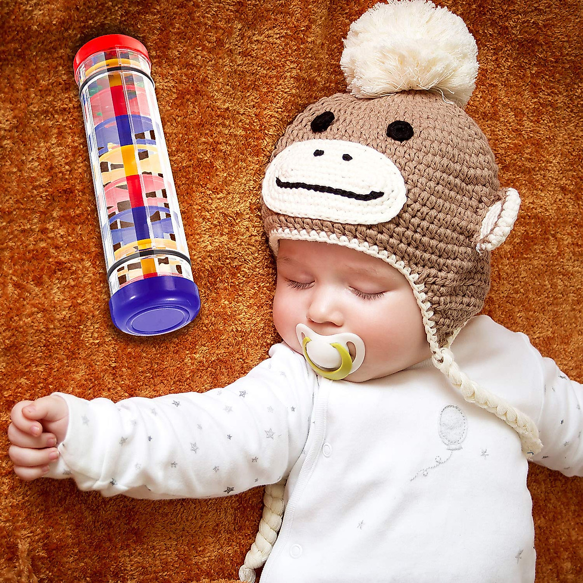 Gejoy 2 Pieces 8 Inch Mini Rain Stick Shaker Rattle Tube Rain Stick Rainmaker Rainstick Rattle Music Auditory Instrument Toy for Babies Toddler