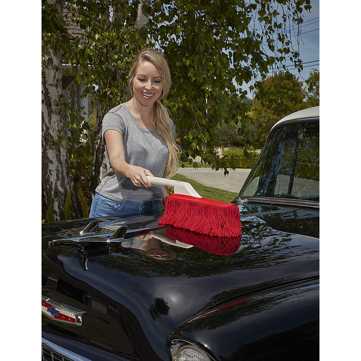 The Original California Car Duster California Car Duster 62443 Standard Car Duster with Plastic Handle, Red 25 Inch
