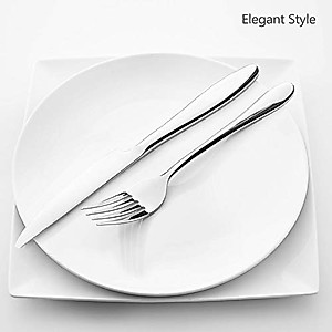 40-Piece Silverware Set, HaWare Stainless Steel Flatware Service for 8, Modern Tableware Cutlery for Home, Elegant Eating Utensils Include Knives/Spoons/Forks, Mirror Polished, Dishwasher Safe