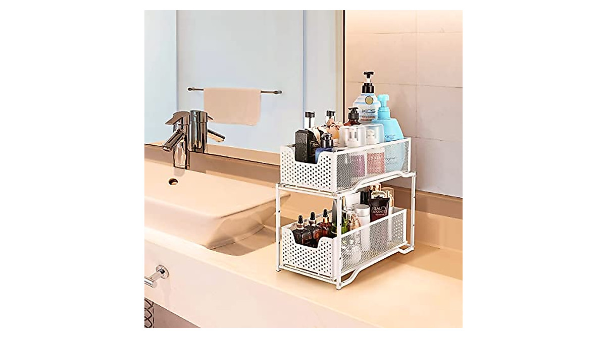 Stackable 2-Tier Metal Organizer with LED Lights
