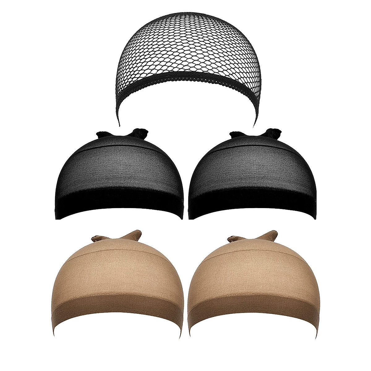 IGS 5 pack Wig Caps Black Mesh Cap, Black Wig Cap, Brown Wig Cap (Including Salon Pro 30 Second Bonding Glue 2 Pack-1 oz each) Hair Extension Styling Wig Making Bonding Adhesive Glue Kit