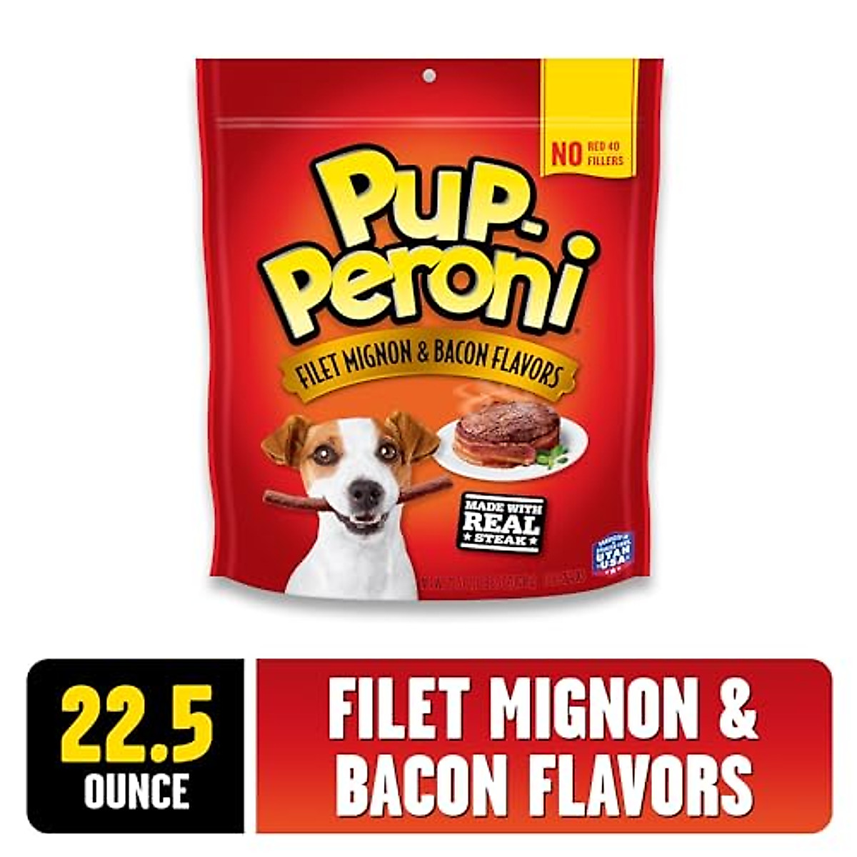 Pup-Peroni Dog Treats, Filet Mignon & Bacon Flavors, 22.5 Ounce, Made with Real Steak