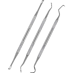Hotop 3 Pieces Dog Dental Tooth Scaler and Scraper Stainless Double Headed Tarter Remover Scraper Pet Teeth Cleaning Tools for Dog and Cat£¨Silver£©