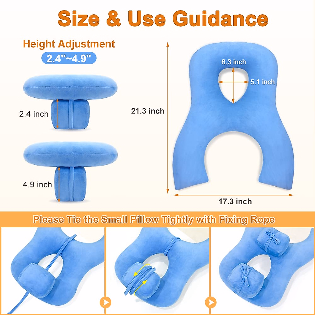 Face Down Pillow for Sleeping After Eye Surgery Head Positioning Prone Pillow for Massage Napping Tanning Pillow with Face Hole Doughnut Bed Cradle Cushion Detached Retina Vitrectomy Recovery
