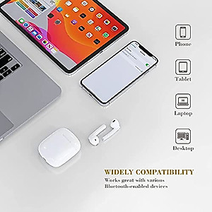 Coolwin Wireless Earbuds, Bluetooth 5.0 Headphones Noise Cancellation Headsets, Pop-ups Auto Pairing in-Ear Hi-Fi Air Stereo Sound Mic IPX7 Waterproof Headset for iPhone/Samsung/iOS/Android, White