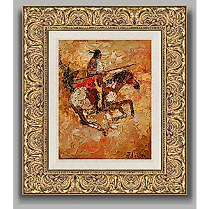 (SOLD) Chasing Buffalo - Equine horse painting by internationally renown painter Andre Dluhos