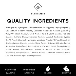 Blind Barber 90 Proof Hair Pomade for Men - Strong Hold, Natural Finish - Water-Based Pomade for Men with Hops & Tonka Bean - Free of Greasy Oils, Easy to Use Matte Pomade - (2.5 Oz)