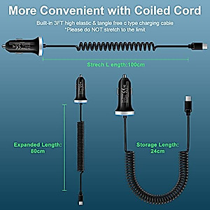 USB C Samsung Fast Car Charger for Samsung Galaxy A14 A23 A54 Z Fold 4 Z Flip 4 A13 S23 S22 Ultra S21FE A53 S20 A03s;Google Pixel 7 Pro 6a 5a 6;3.4A Car Adapter Plug + 3ft Type C Android Charger Cable