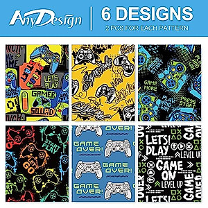 AnyDesign 12Pcs Gaming Wrapping Paper Colorful Video Game Gift Wrap Paper Bulk Folded Flat Gamepad Controller Art Paper for Birthday Baby Shower Theme Party DIY Crafts Gift Wrapping, 19.7 x 27.6 In